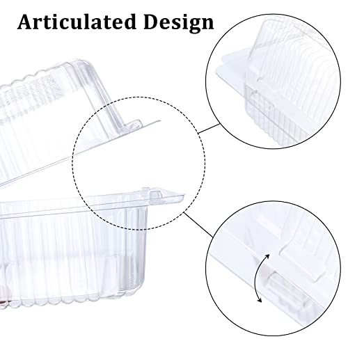 50 Pcs Plastic Loaf Container Transparent Cake Slice Containers Plastic Containers with Lids 9.06 x 4.92 x 3.15“ Clear Hinged Lid Cheesecake Container Disposable to Go Box for Restaurants Delivery Takeout