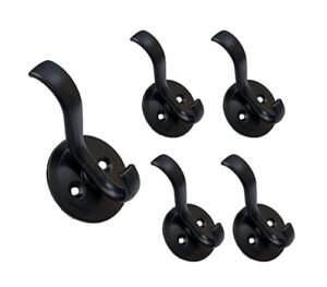 qcaa zinc diecast coat hook, matte black, 5 pack