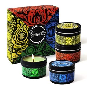 eutectic scented colorful tin aromatherapy candle gift set | zodiac sign collection candles bulk | 3.5 oz natural soy wax with jasmine, sea breeze, ocean, and forrest fragrance small candles