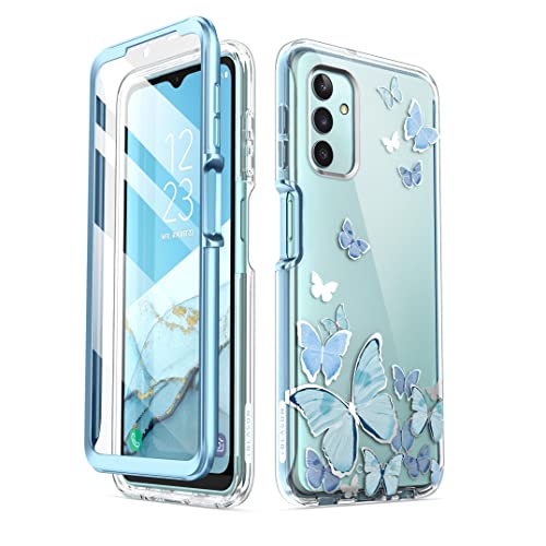 i-Blason Cosmo Case for Samsung Galaxy A13 4G/ 5G, Slim Full-Body Stylish Protective Case with Built-in Screen Protector (Blue Butterfly)