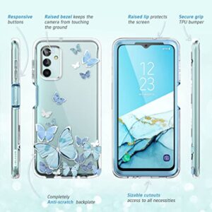 i-Blason Cosmo Case for Samsung Galaxy A13 4G/ 5G, Slim Full-Body Stylish Protective Case with Built-in Screen Protector (Blue Butterfly)