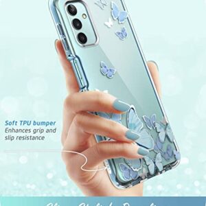 i-Blason Cosmo Case for Samsung Galaxy A13 4G/ 5G, Slim Full-Body Stylish Protective Case with Built-in Screen Protector (Blue Butterfly)