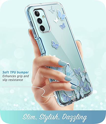 i-Blason Cosmo Case for Samsung Galaxy A13 4G/ 5G, Slim Full-Body Stylish Protective Case with Built-in Screen Protector (Blue Butterfly)