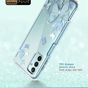 i-Blason Cosmo Case for Samsung Galaxy A13 4G/ 5G, Slim Full-Body Stylish Protective Case with Built-in Screen Protector (Blue Butterfly)