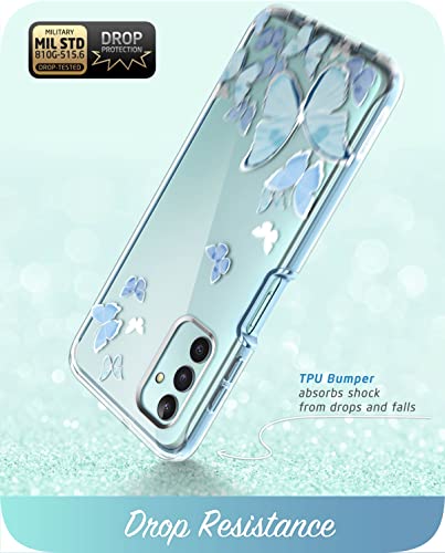 i-Blason Cosmo Case for Samsung Galaxy A13 4G/ 5G, Slim Full-Body Stylish Protective Case with Built-in Screen Protector (Blue Butterfly)