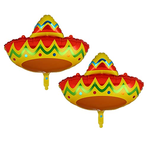 Fiesta Sombrero Balloon Mexican Cinco De Mayo Theme Foil Mylar Balloons Birthday Baby Shower Taco Night Party Decor Supplies 2 Pcs