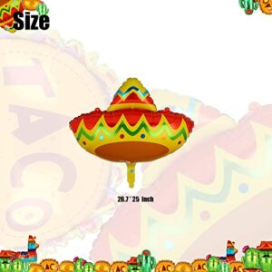 Fiesta Sombrero Balloon Mexican Cinco De Mayo Theme Foil Mylar Balloons Birthday Baby Shower Taco Night Party Decor Supplies 2 Pcs