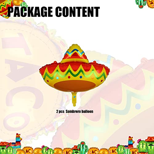 Fiesta Sombrero Balloon Mexican Cinco De Mayo Theme Foil Mylar Balloons Birthday Baby Shower Taco Night Party Decor Supplies 2 Pcs