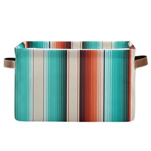 wellday 2pcs storage basket mexican serape blanket stripes large foldable storage bin cube collapsible organizer