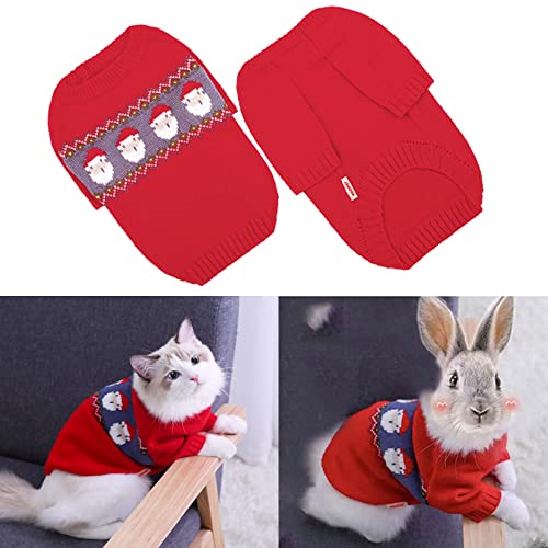 Anelekor Cat Sweater Rabbit Turtleneck Knitwear Puppy Sweatshirt Bunny Warm Clothes Soft Vest Shirt Small Animals Outerwear Christmas Holiday Pet Apparel (Small)