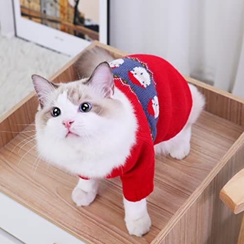 Anelekor Cat Sweater Rabbit Turtleneck Knitwear Puppy Sweatshirt Bunny Warm Clothes Soft Vest Shirt Small Animals Outerwear Christmas Holiday Pet Apparel (Small)