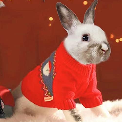 Anelekor Cat Sweater Rabbit Turtleneck Knitwear Puppy Sweatshirt Bunny Warm Clothes Soft Vest Shirt Small Animals Outerwear Christmas Holiday Pet Apparel (Small)