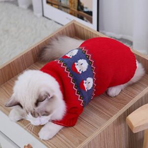 Anelekor Cat Sweater Rabbit Turtleneck Knitwear Puppy Sweatshirt Bunny Warm Clothes Soft Vest Shirt Small Animals Outerwear Christmas Holiday Pet Apparel (Small)