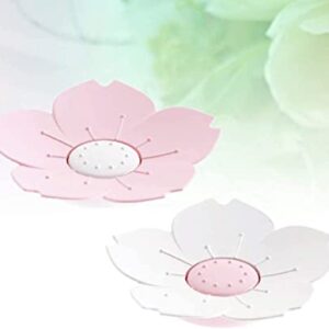 Adorable Pink Peri - 2-Pack Pink Soap Dish for bar soap Lovers | Self draining Hole Holder | Pink Floral Decor Bathroom Accessories | Zero Waste Gift (Reusable Plastic - Cherry Blossom Shape)