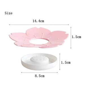 Adorable Pink Peri - 2-Pack Pink Soap Dish for bar soap Lovers | Self draining Hole Holder | Pink Floral Decor Bathroom Accessories | Zero Waste Gift (Reusable Plastic - Cherry Blossom Shape)