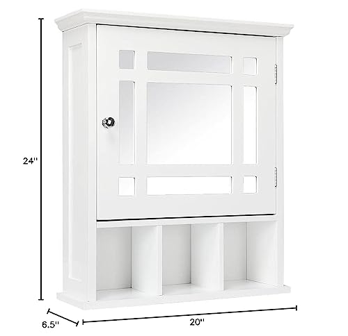 Topeakmart Wall Mount Medicine Cabinet with Mirror Door and Inner Adjustable Shelf for Bathroom Organization, White