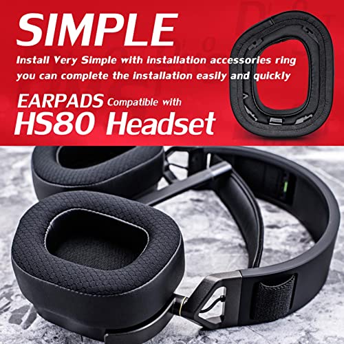 DIMOST HS80 Ear Pads Compatible with HS80 Headset I Thicker Enhanced Memory Foam - More Breathable PU/Mesh