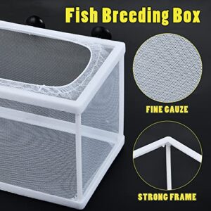 2 Pieces Fish Tank Breeder Net, Akamino Large Fish Breeder Isolation Box, Plastic Frame Hatching Box Separation Net Breeding Box with Suction Cup for Aquarium