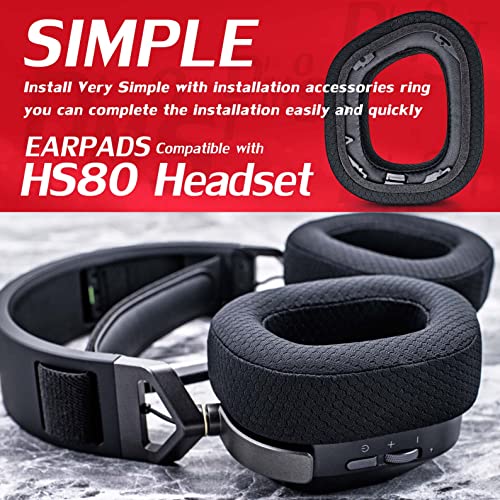 DIMOST HS80 Ear Pads Compatible with HS80 Headset I Thicker Enhanced Memory Foam - More Breathable Mesh