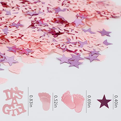 It's a Girl Table Sequins Pink Baby Footprint Star Table Confetti for Baby Shower Decorations Baby Birthday Party Supplies(1.6 oz/45 g)