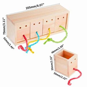 YeeBeny Wooden Small Animals Enrichment Foraging Toy, Interactive Hide Treats Puzzle Snuffle Game, for Rabbit, Hamster, Guinea Pig, Chinchilla, Bunny and Other Small Rodent Pets, Feeder Training Toys