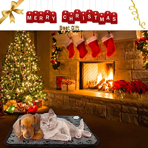 OCSOSO Heated Cat Bed Electric Heating Pad for Cats and Dogs Waterproof Warming Mat Auto-Off,18inch Pet Mat Temperature Adjustable and Constant Heating for Indoor and Outdoor Use