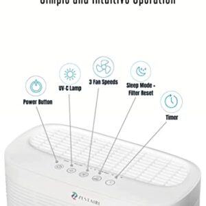 Zestaire Alpha 3 Air Purifier | 4 in 1 - UV Light + H13 True HEPA + Carbon Filter + Prefilter | Sleep Mode | 1008 sq ft. Coverage | Air Purifier for Pets, Home Air Cleaner