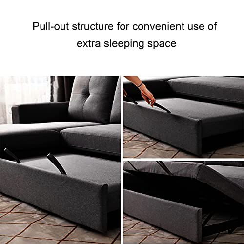 Sectional Sleeper Sofa Bed L Shaped Pull-Out Couch Bed with Storage Lounge Chair Home Office Sleeper Sofa Couch 6 Seater Sectional Couches Set, Dark Grey