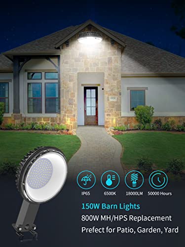 Ankishi LED Barn Light, Dusk to Dawn Outdoor Lighting with 150W 18000LM 5000K Daylight, IP65 Waterproof Area Street Light for Barns Street Yard Garage Warehouse Outdoor Security Flood Lights(2Pack)