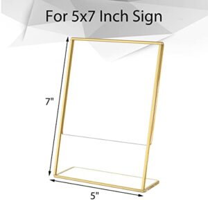 NIUBEE 6 Pack 5 x 7 Acrylic Gold Frame, Slanted Back Table Sign Holder for Wedding Table Numbers, Restaurant Signs, Photos and Art Display Visit the Store