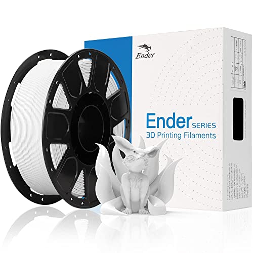 Official 3D Printer Filament Ender PLA Filament 1.75mm, No-Tangling, Strong Bonding and Overhang Performance Dimensional Accuracy +/-0.02mm, 2.2lbs/Spool（White）