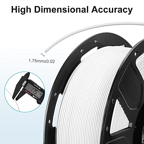 Official 3D Printer Filament Ender PLA Filament 1.75mm, No-Tangling, Strong Bonding and Overhang Performance Dimensional Accuracy +/-0.02mm, 2.2lbs/Spool（White）