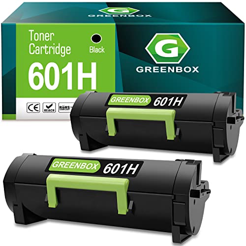 GREENBOX Remanufactured 60F1H00 601H High Yield Toner Cartridge Replacement for Lexmark MX310 MX310dn MX410 MX410de MX510 MX510de MX511 MX511de MX610 MX610de MX611 Printer (10,000 Pages, 2 Pack Black)