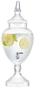 fifth avenue crystal beverage dispenser for countertop - 1 gallon large glass drink dispenser w/spigot & lid - party drink dispenser for sweet tea lemonade punch water, juice dispensers for parties