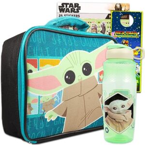 grogu school supplies bundle baby yoda lunch box set - 4 pc grogu lunch box with water bottle, baby yoda stickers, more (baby yoda lunch bag)