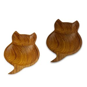 JNE Handcrafted-Solid Single Piece Teak Wood Plate/Tray/Dish/Platter (Set of 2), Multi-purpose use Decor, Candy, Serving. (CAT-Small)