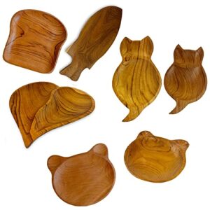 JNE Handcrafted-Solid Single Piece Teak Wood Plate/Tray/Dish/Platter (Set of 2), Multi-purpose use Decor, Candy, Serving. (CAT-Small)