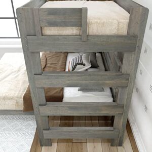 Plank+Beam Rustic Twin Over Queen L Shape Bunk Bed, Driftwood