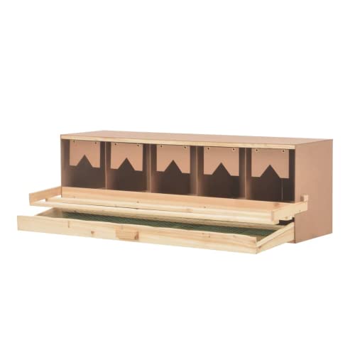 Wood Chicken Laying Nesting Box Cage, Laying Nesting Box Easy to Assemble 5 Compartments for Spawning