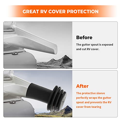 RV Cover Protector, Alpha Rider RV Gutter Spout Cover System，RV Rain Gutter Extension Cover Keeps RV Cover from Gutter Spout Damage