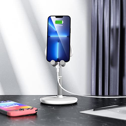 AFISEL Cute Phone Stand Angle Height Adjustable Cell Phone Stand for Desk Penguin Phone Stand Fit with Switch,Phone,ipad,Headphones Create a Lovely Atmosphere Pairing Cute Penguin Plush(White)