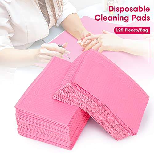 Setgnur Disposable Nail Table Mat 125 Pcs Salon Disposable Table Pad Protector Waterproof Nail Mat Paper Sheet for Home Office Nail Salon Beauty Salon (Pink)(125PCS/Piece)