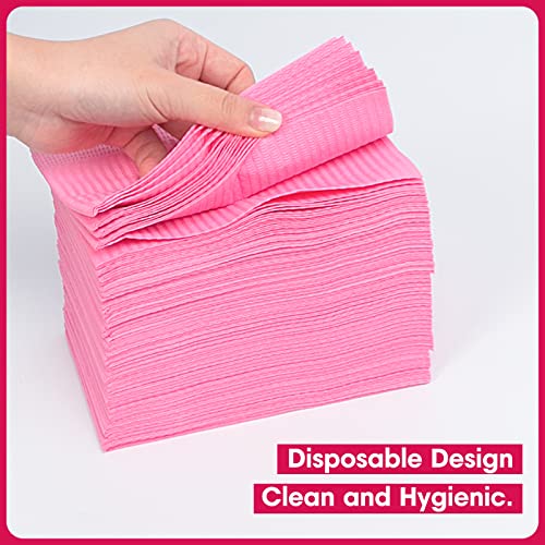 Setgnur Disposable Nail Table Mat 125 Pcs Salon Disposable Table Pad Protector Waterproof Nail Mat Paper Sheet for Home Office Nail Salon Beauty Salon (Pink)(125PCS/Piece)