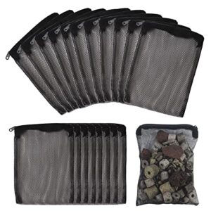 yzzsjc 20pcs aquarium filter media bags high flow fish tank mesh filter bags 8x6inch coarse mesh bags reusable filter bags with plastic zipper for biospheres,ceramic rings(black)