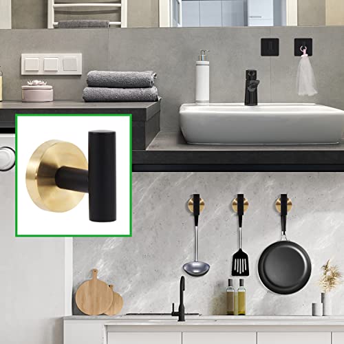 7PCS Bathroom Hardware Set 304 Stainless Steel Bathroom Hardware Set, 16IN Hand Towel Bar Towel Rack Set Wall Mounted, Black Gold Bath Hardware Set 4 Robe Towel Hooks+Toilet Paper Holder+Towel Ring