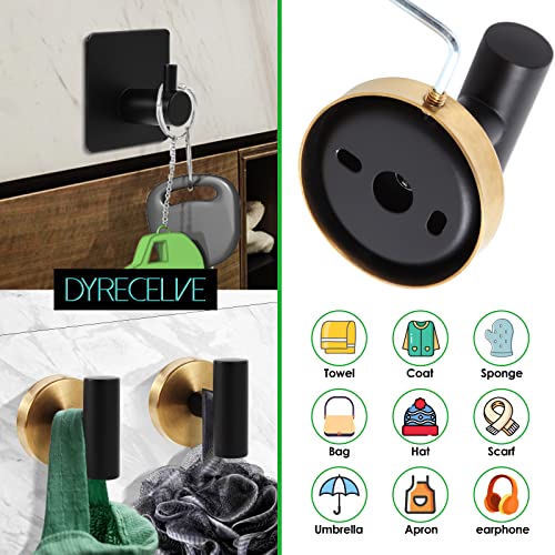 7PCS Bathroom Hardware Set 304 Stainless Steel Bathroom Hardware Set, 16IN Hand Towel Bar Towel Rack Set Wall Mounted, Black Gold Bath Hardware Set 4 Robe Towel Hooks+Toilet Paper Holder+Towel Ring