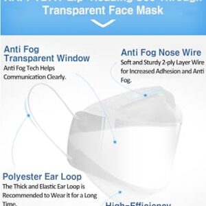 HAPPYDAY 10 Pieces Made in Korea Anti Fog See Through Face Transparent Mask for Adult