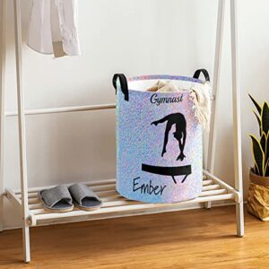 Gymnastics Beam Personalized Laundry Basket Clothes Hamper with Handles Waterproof,Custom Collapsible Laundry Storage Baskets for Bedroom,Bathroom Decorative Large Capacity