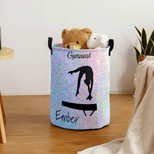 Gymnastics Beam Personalized Laundry Basket Clothes Hamper with Handles Waterproof,Custom Collapsible Laundry Storage Baskets for Bedroom,Bathroom Decorative Large Capacity