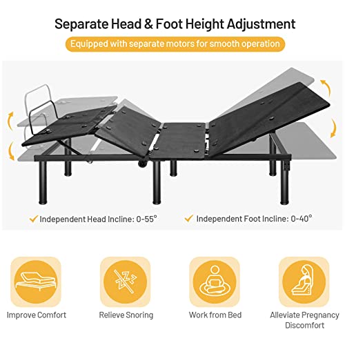 Giantex Twin XL Adjustable Bed Frame w/ 8” Cool Gel Infused Memory Foam Mattress, Electric Adjustable Bed Combo w/Head & Foot Adjustment, Remote Control, LED Light & Dual USB Ports, Convoluted Foam